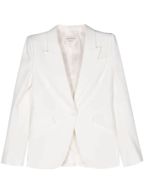Alexander McQueen Crepe Peak-lapels Blazer - White