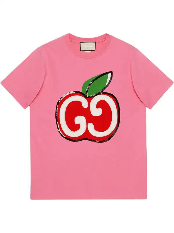 Gucci Gg Apple Print T-Shirt - Pink | Editorialist