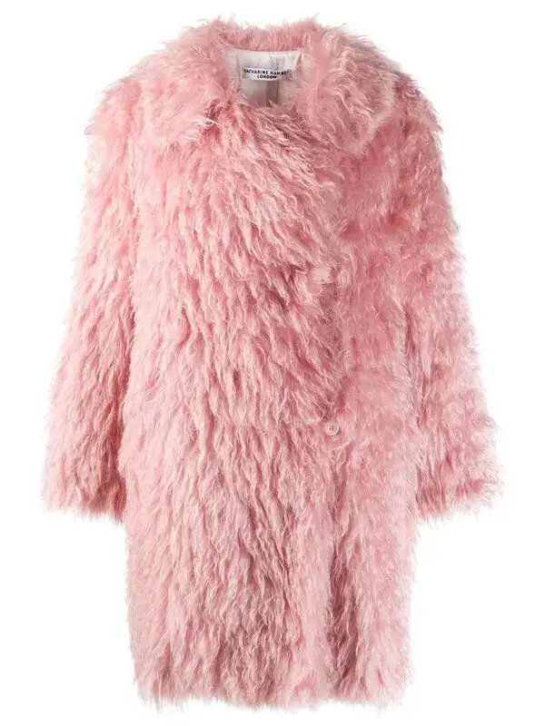Katharine Hamnett London Overized Faux Fur Coat In Pink - 55% Off 