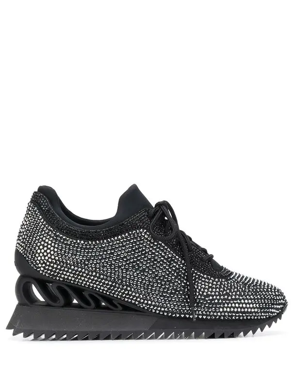 LE SILLA Reiko Wave Crystal-embellished Sneakers - Black