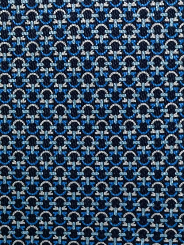 FERRAGAMO Monogram Print Neck Tie - Blue