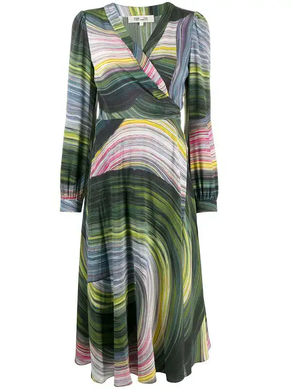 Diane Von Furstenberg Natalie Wrap Dress In Green - 53% Off | Editorialist