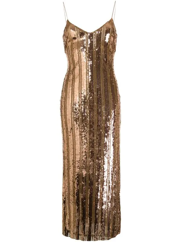 gold sequin slip dress Soft Sequin Slip Dress- Rose Gold Large main image 0