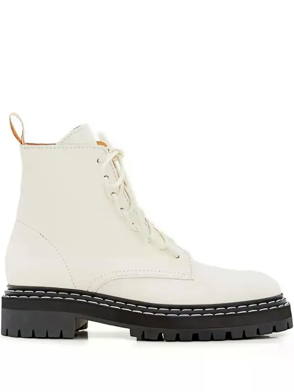 Proenza Schouler Leather Lace-up Ankle Boots - White