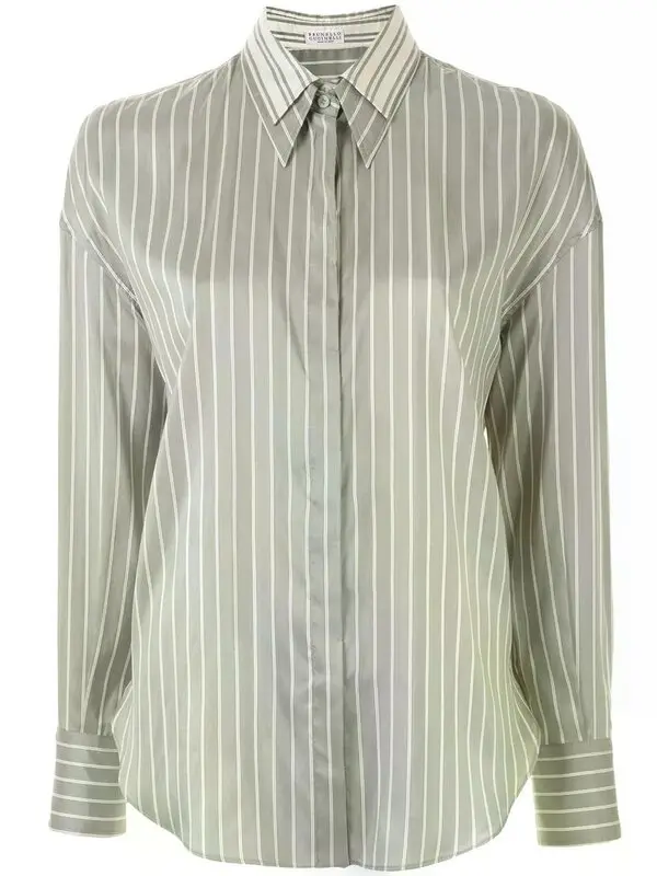 Brunello Cucinelli Striped Double-collar Shirt