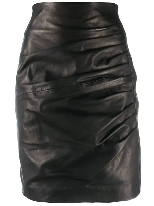 P.a.r.o.s.h Drape Detail Lambskin Skirt