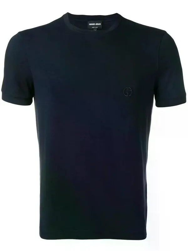 Giorgio Armani Embroidered Logo T-shirt - Blue