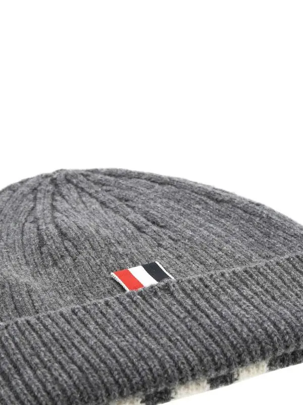 Thom Browne Cashmere Ribbed-knit Beanie - Grey