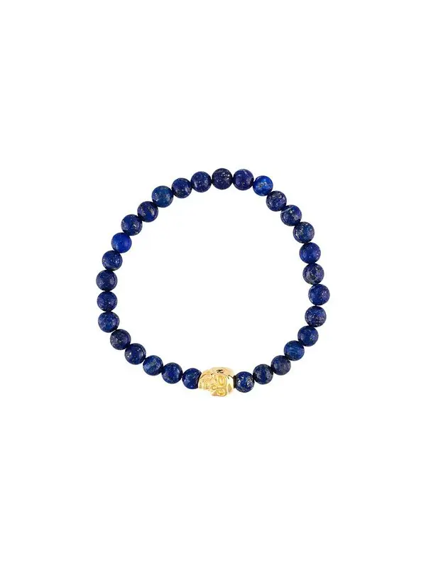 NIALAYA JEWELRY Lapis Lazuli Beaded Skull Bracelet