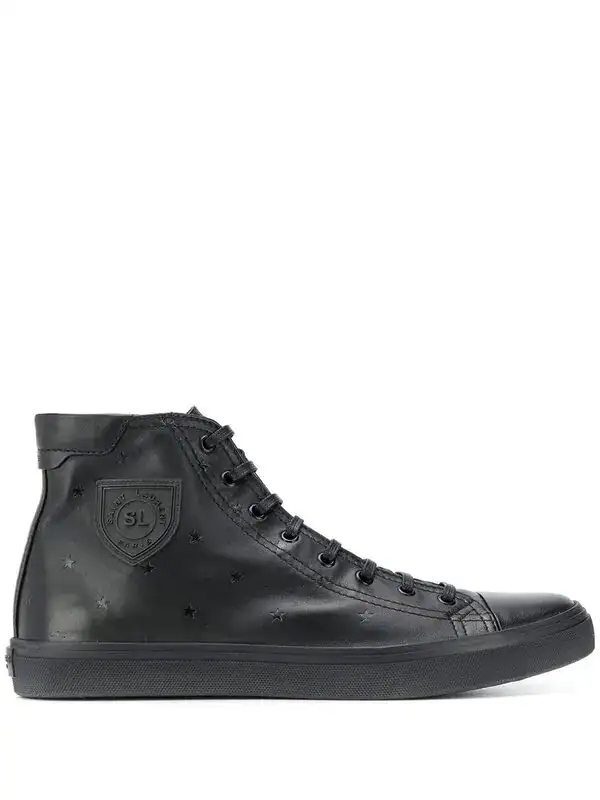 Saint Laurent Bedford Star Fun Embossed Sneakers In Black 45
