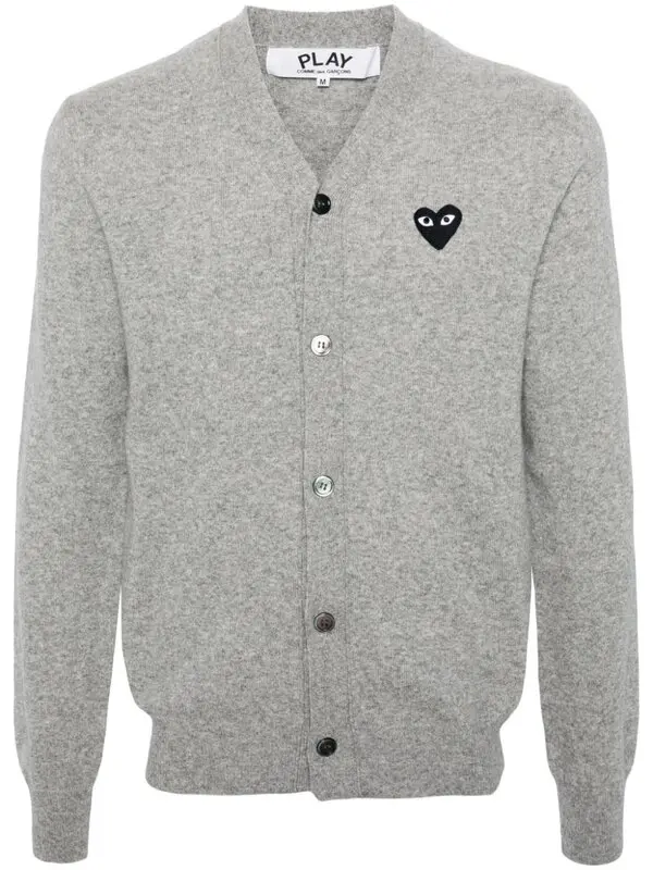 Play Comme Des Garcon Logo Patch V-neck Cardigan