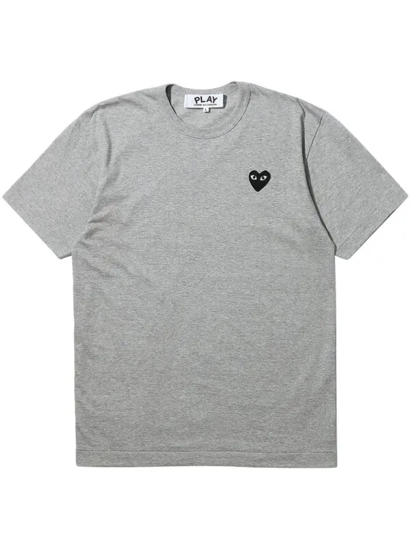Play Comme Des Garcon Heart-patch Cotton T-shirt - Grey