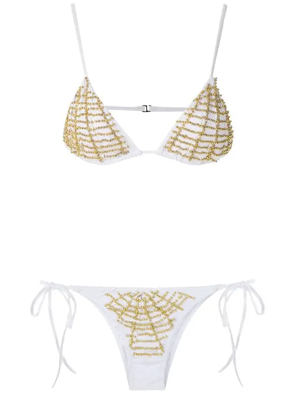 AMIR SLAMA Beaded Triangle Bikini Set