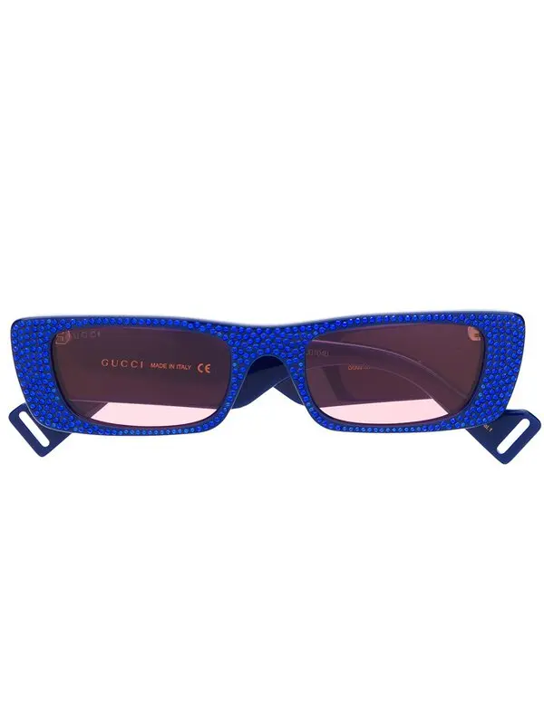 GUCCI RHINESTONE EMBELLISHED RECTANGULAR STUNNING BLUE SUNGLASSES Gucci GG0116S 009 Sunglasses - US main image 4