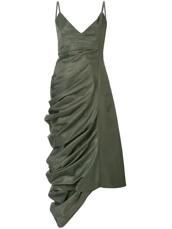Y/Project Asymmetric Drape Dress In Green - 57% Off | Editorialist