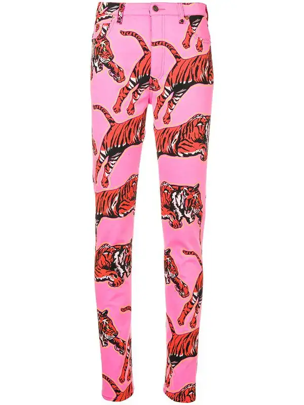 Gucci Tiger Print Skinny Jeans - Pink | Editorialist