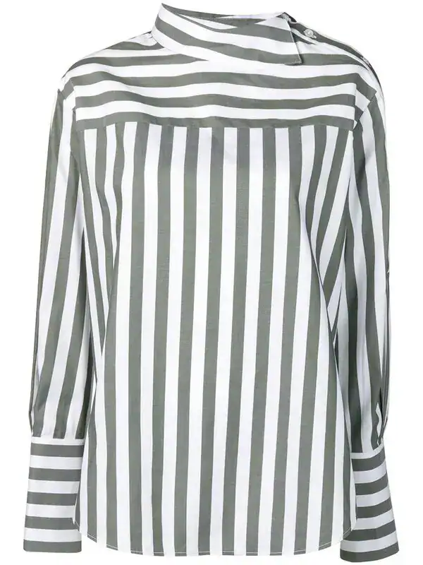 Monse Striped Shoulder Placket Shirt In Green 40% Off Editorialist