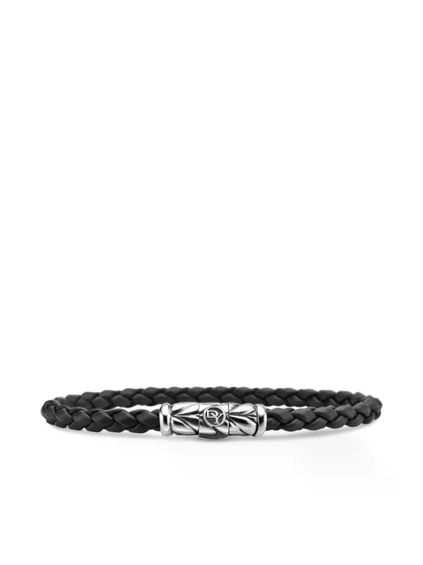 David Yurman Sterling Silver Chevron Woven Bracelet - Black