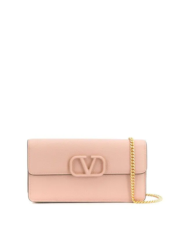 Valentino Garavani Vlogo Signature Leather Wallet-on-chain - Neutrals