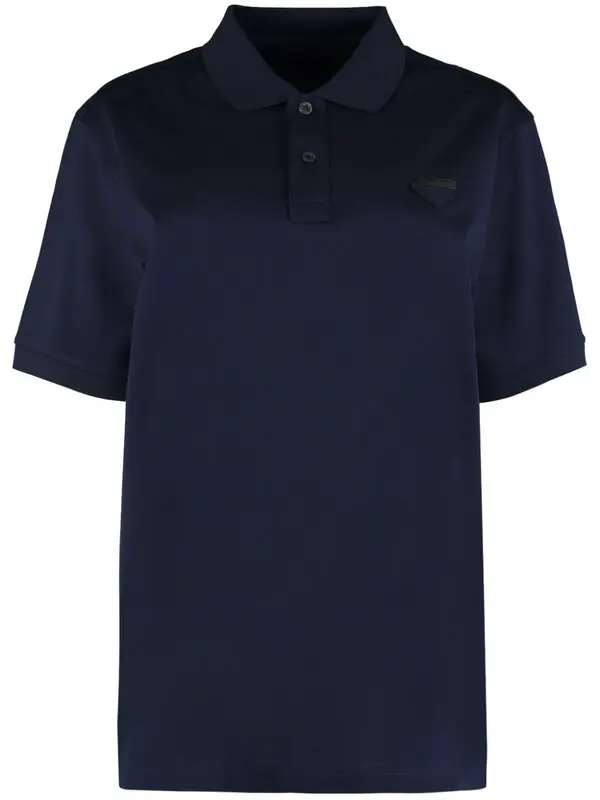 Prada Cotton Piqué Polo Shirt - Blue