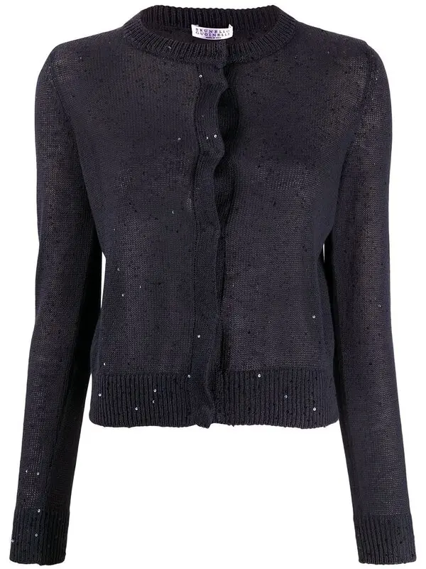 Brunello Cucinelli Sequined Knitted Cardigan - Blue