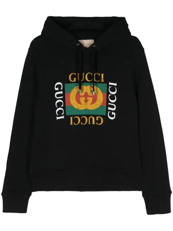 【GUCCI】インターロッキングGフーディー XS Gucci Interlocking G Cotton Hoodie In Black | Editorialist