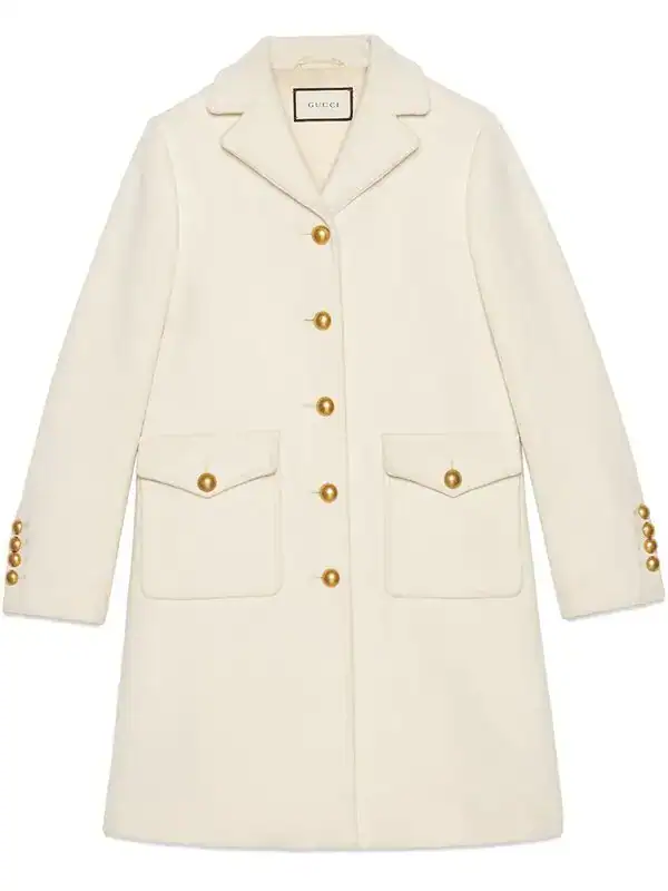 Gucci Wool Coat With Double G - White | Editorialist