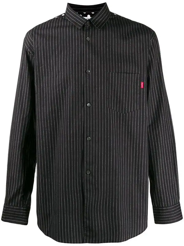 Supreme Cdg Pinstripe Button Up Shirt - Black | Editorialist