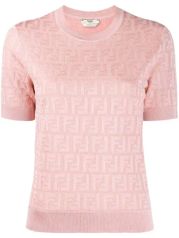 Fendi Ff Motif Knitted Top Pink Editorialist