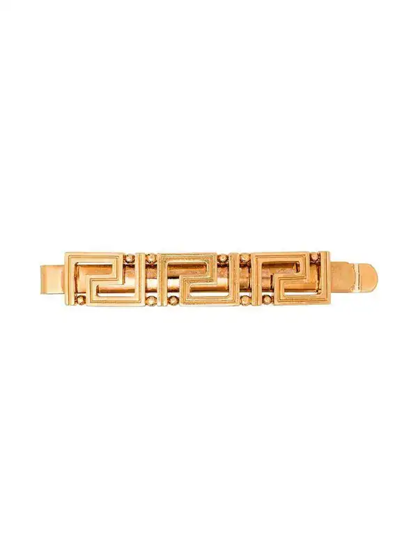 Versace Gold Greek Key Logo Hair Clip Vintage Gianni Versace Lion Head and Greek Key... – RSTKD  main image 4