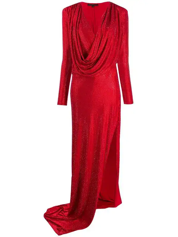 philipp plein red dress Philipp Plein Long-Sleeve Wrap Dress In Red - 50% Off