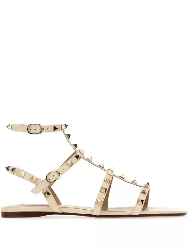 Valentino Garavani Rockstud Caged Flat Sandals - White