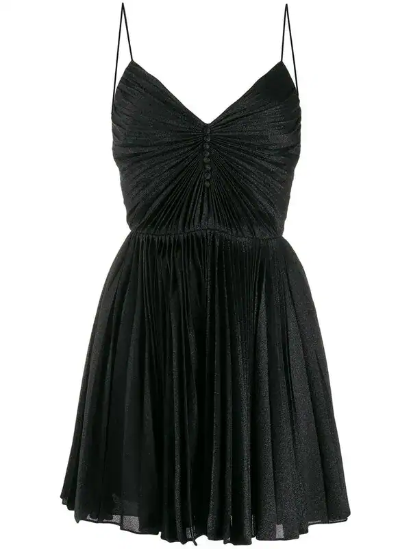 saint laurent pleated mini dress Saint Laurent Pleated Short Dress In Black - 60% Off