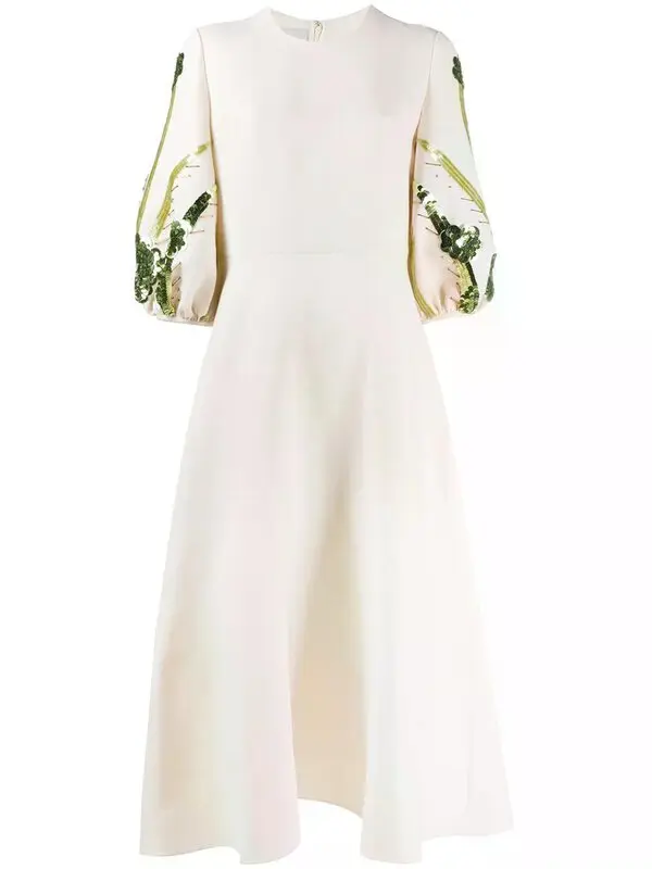 embroidered crepe couture dress Triple Georgette Dress With Embroidered Crepe Jacket – Saiid Kobeisy Online main image 0