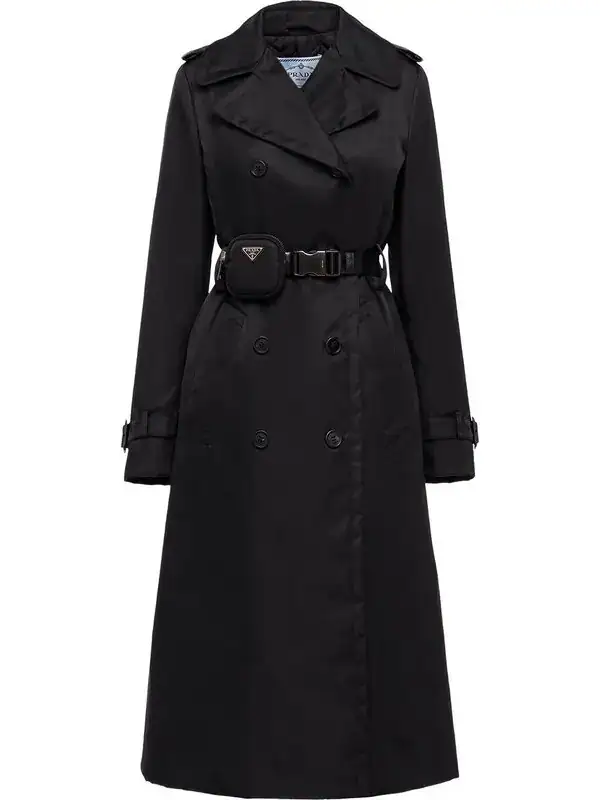 Prada Belted Trench Coat Black Editorialist