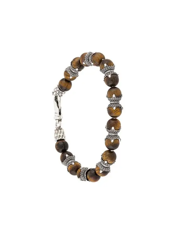 Emanuele Bicocchi Tiger Eye Beaded Bracelet - Brown