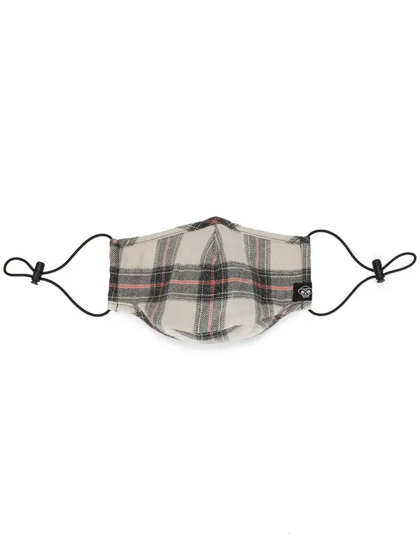MOSTLY HEARD RARELY SEEN Check Print Face Mask - White