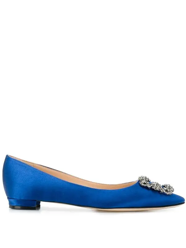 Manolo Blahnik Hangisi Heeled Ballerina Shoes - Blue