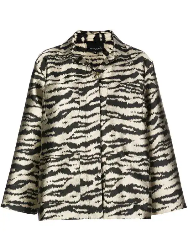 Cynthia Rowley Hensley Zebra Utility Jacket In Black 40% Off