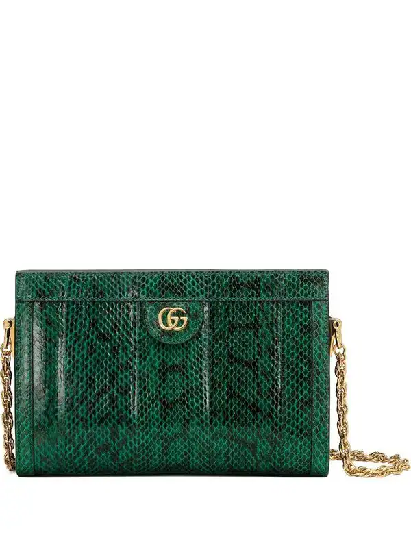Gucci Ophidia Small Snakeskin Shoulder Bag Green Editorialist