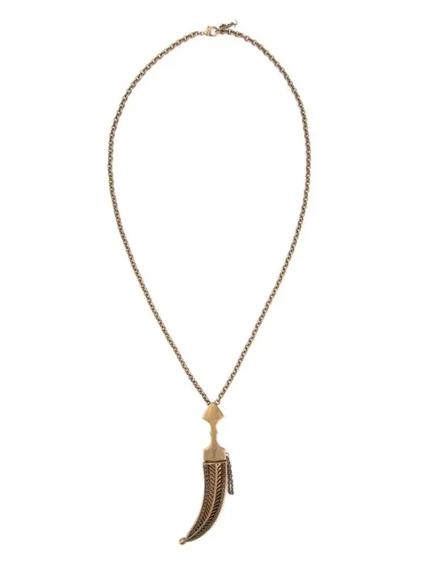Saint Laurent Logo-embossed Dagger Pendant Necklace - Metallic ...