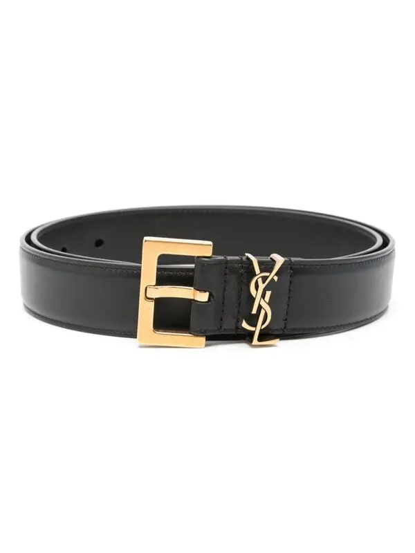 Saint Laurent Monogram Thin Belt - Black
