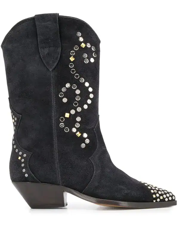 Isabel Marant Duerto Riveted Texan Boots In Black 50% Off