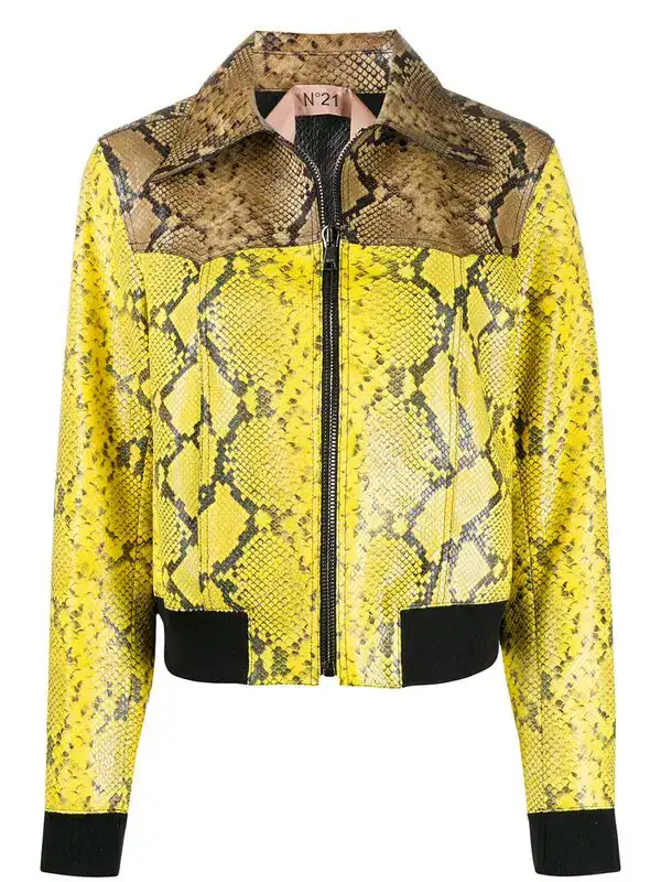 Bomber Jacket Womens Snake Print Jacket N°21 Snakeskin Print