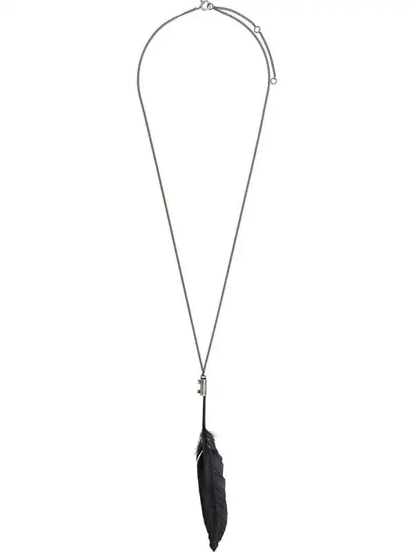 Ann Demeulemeester Feather Necklace In Black - 30% Off | Editorialist
