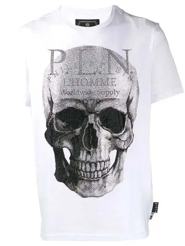 Philipp Plein Platinum Cut Skull T-Shirt In White 60% Off