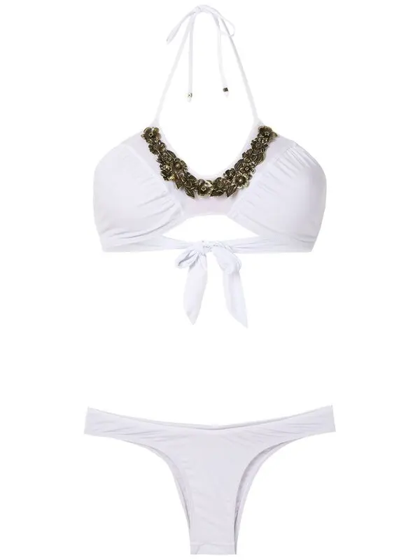 AMIR SLAMA Floral Appliqué Bikini Set
