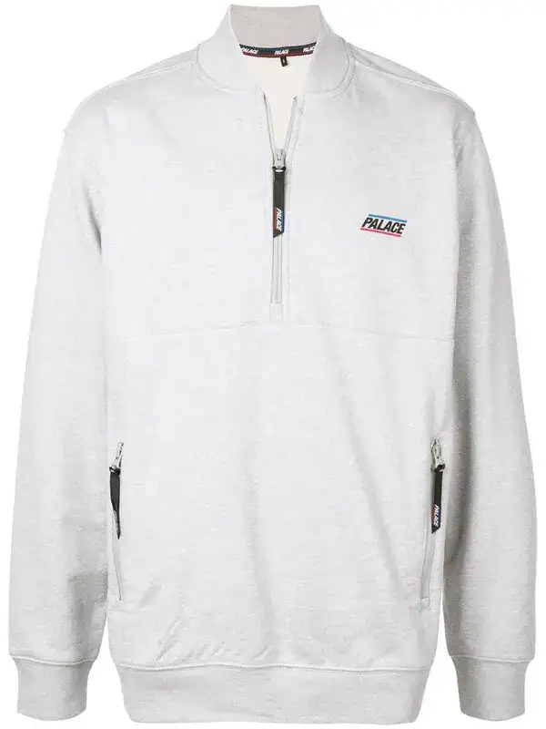 Palace Basically A Half Zip Bomber Jacket - Grey | Editorialist