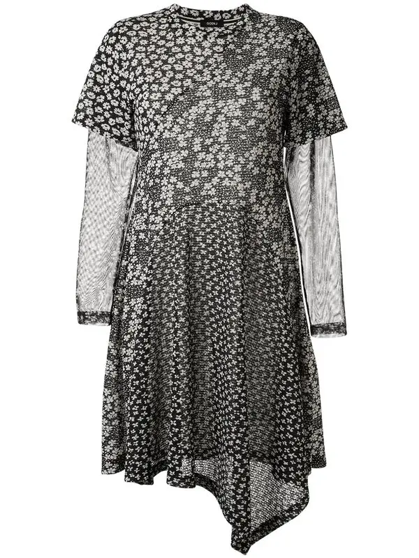 Goen.j Floral Print Asymmetric Dress