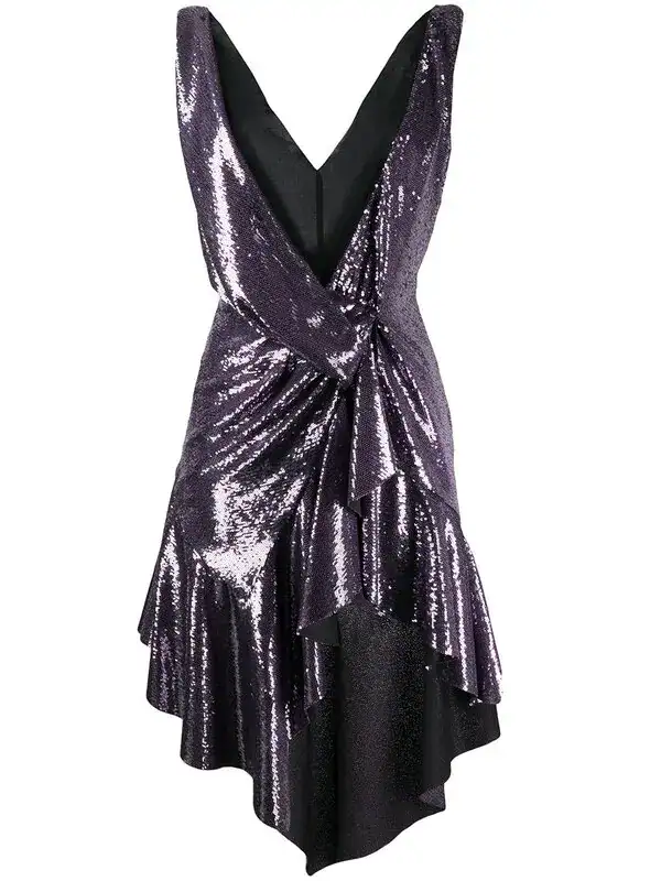 Philosophy Di Lorenzo Serafini Sequin Plunge Mini Dress In Purple